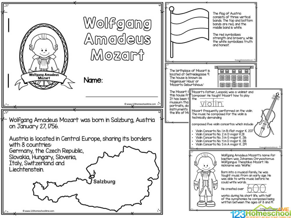 Mozart for Kids - Read, Color, & Learn Mini-Book