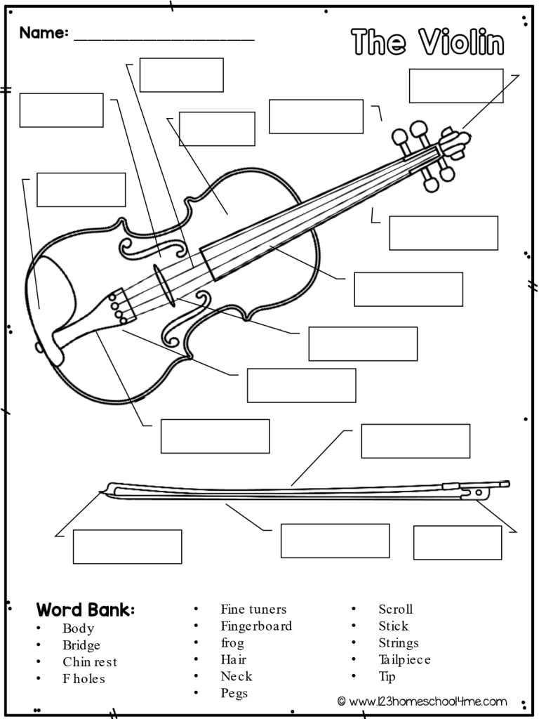 The Orchestra and Instrument Families Worksheets
