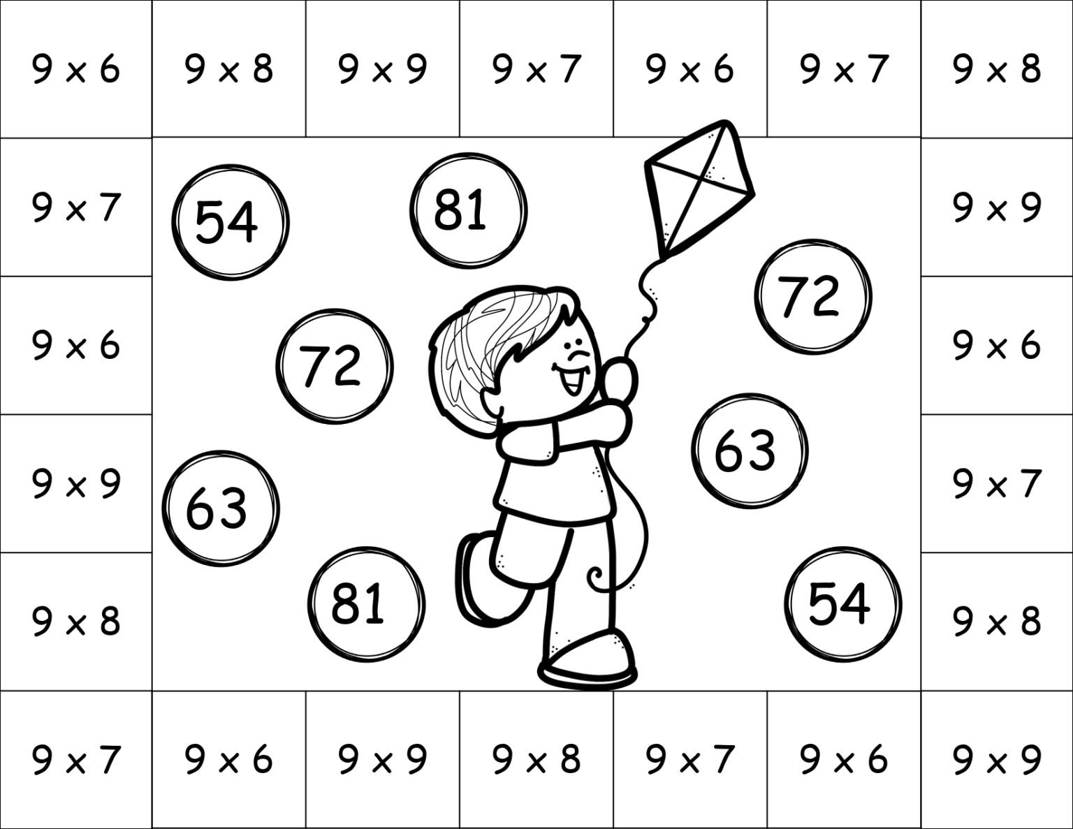 Free Multiplication Board Games - 6, 7, 8, 9 Times Table