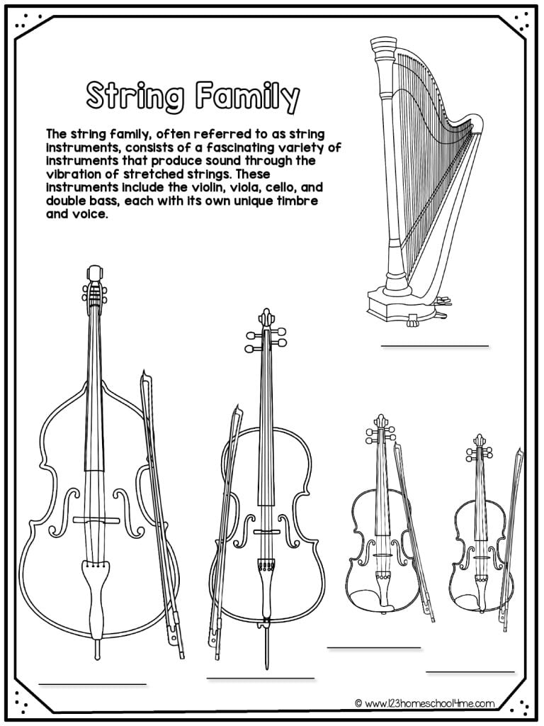 The Orchestra and Instrument Families Worksheets