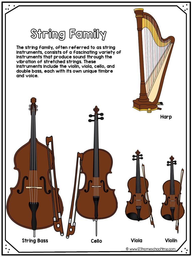 The Orchestra and Instrument Families Worksheets