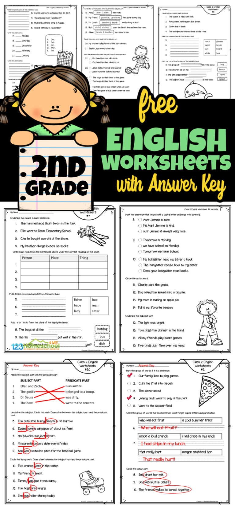Enjoy a Year of FREE 2nd Grade Writing Worksheets!
