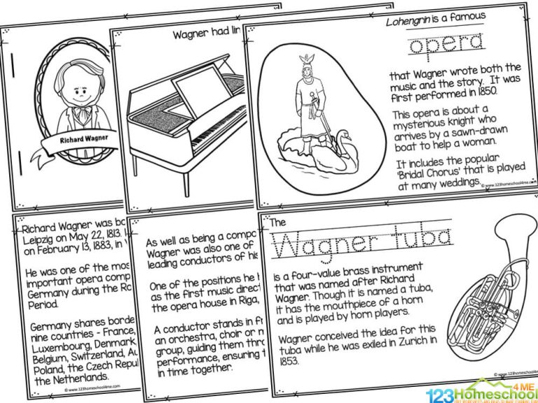 Music Composer Richard Wagner for Kids - Read, Color & Learn Mini-Book