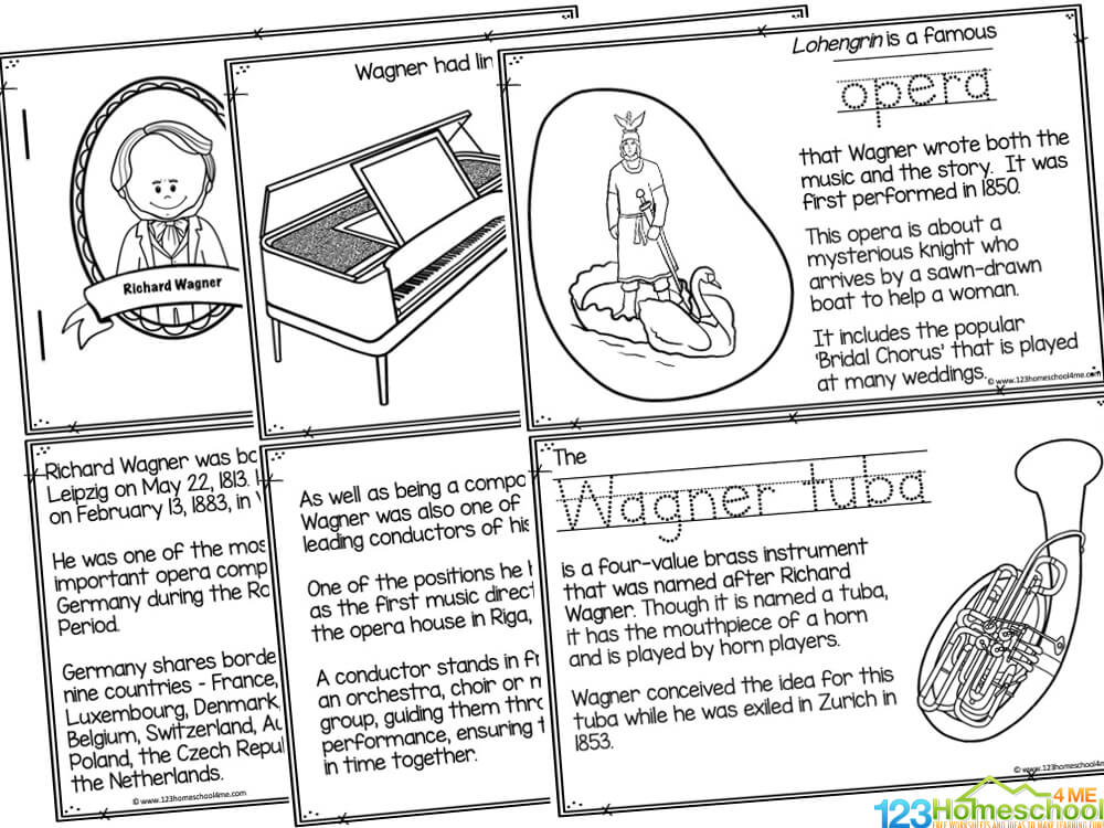 Music Composer Richard Wagner for Kids - Read, Color & Learn Mini-Book