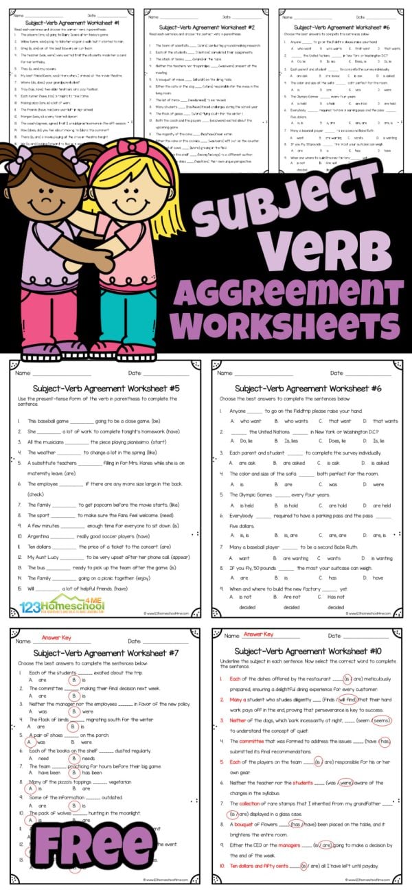 Agreement of Verb with Subject Exercises with Answers
