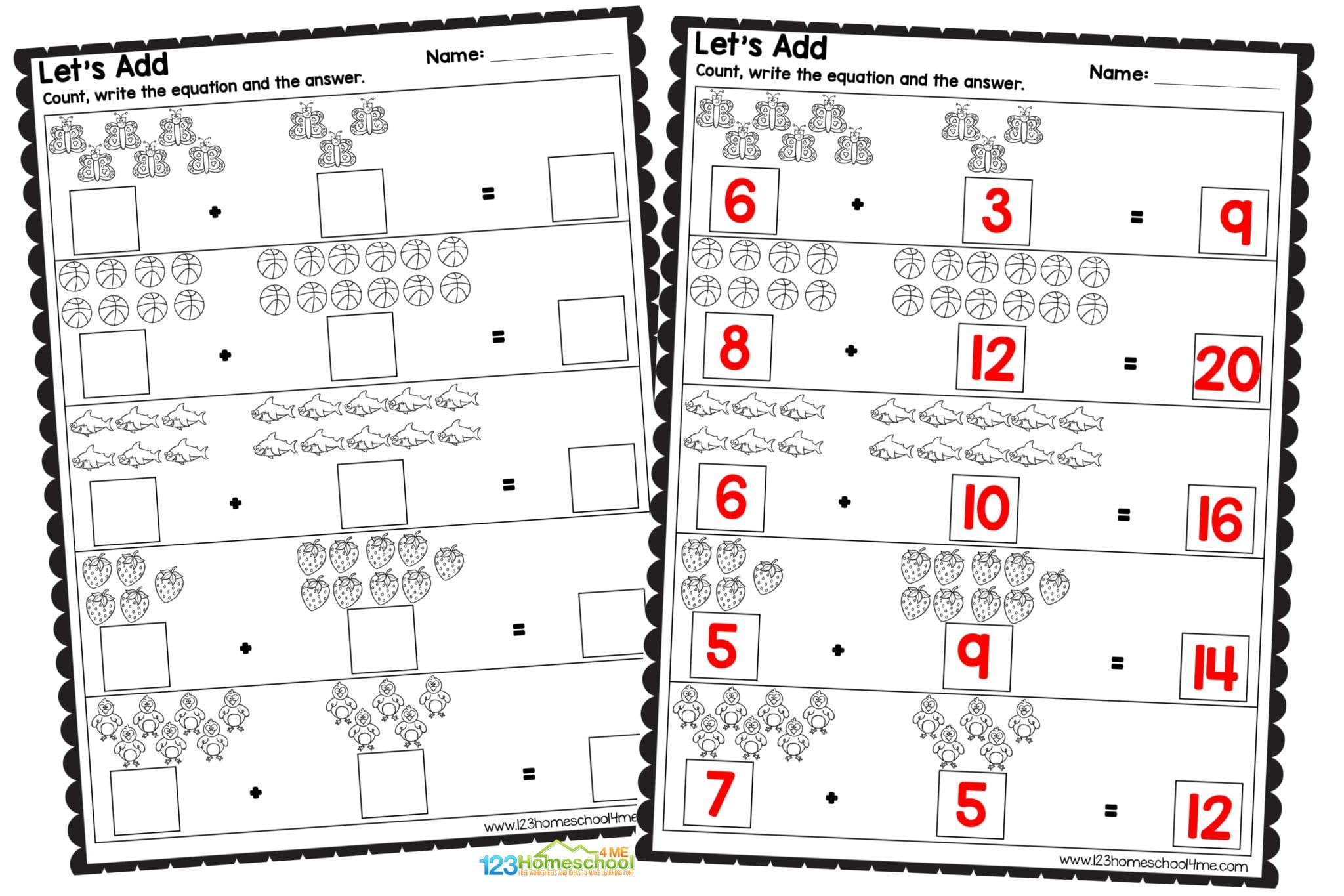 Free Adding Sheets for Kindergarten Math
