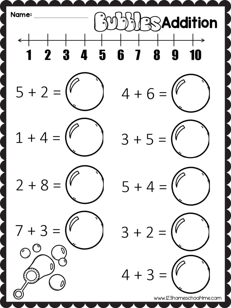 Free Adding Sheets for Kindergarten Math