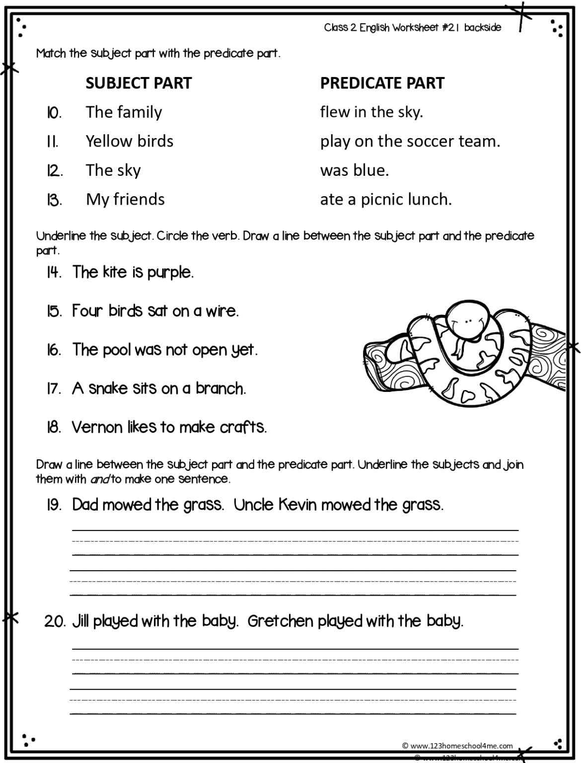 Grab 44 Free English Grammar Worksheets for Class 2