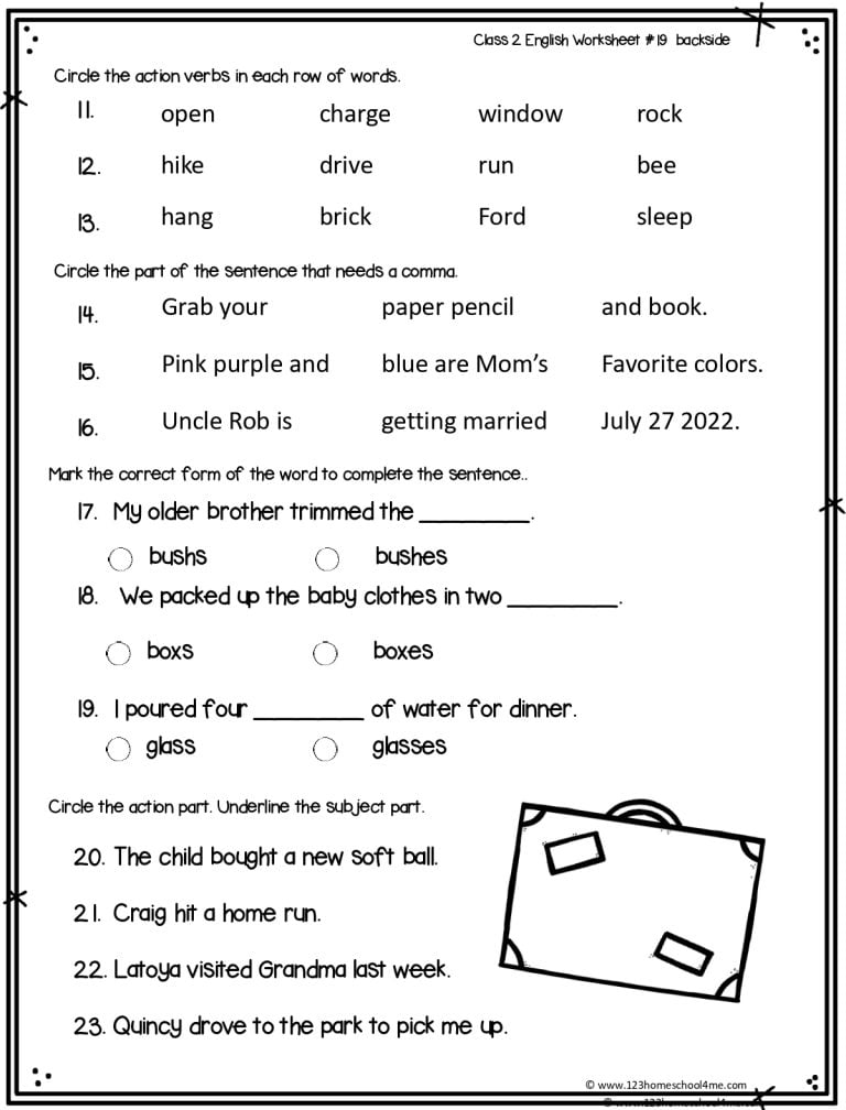Grab 44 Free English Grammar Worksheets for Class 2