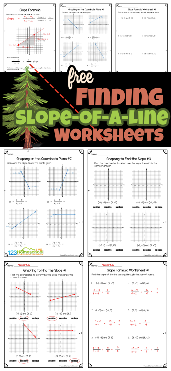 Finding Slope of a Line Worksheets (Algebra)