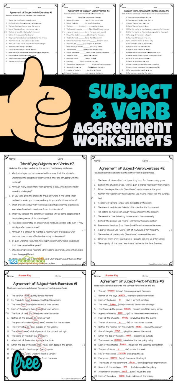 Agreement of Verb with Subject Exercises with Answers