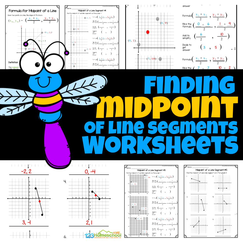 Finding the Midpoint of a Line Segment Worksheets