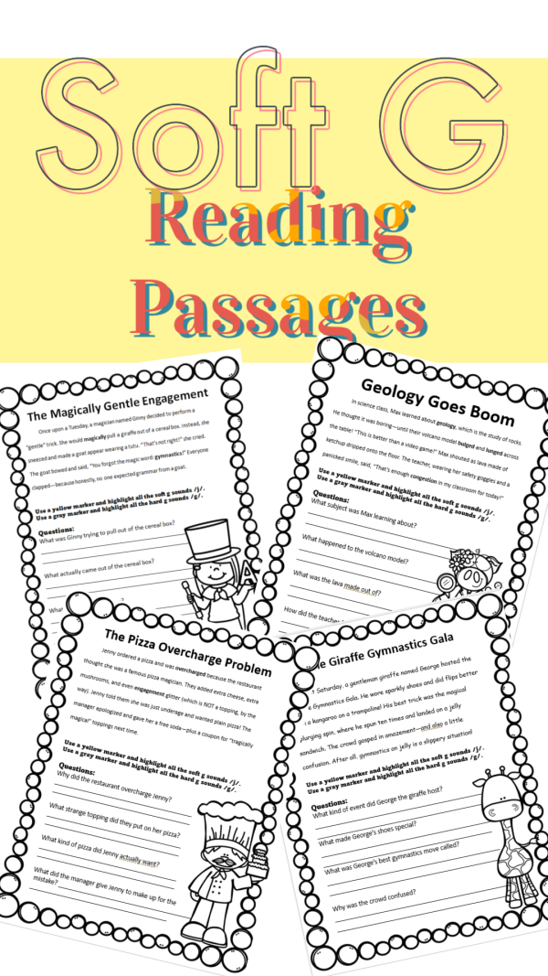 Hard g and Soft g Worksheets