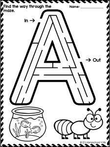 Alphabet Maze Sheet - Free Worksheets for Kindergarten