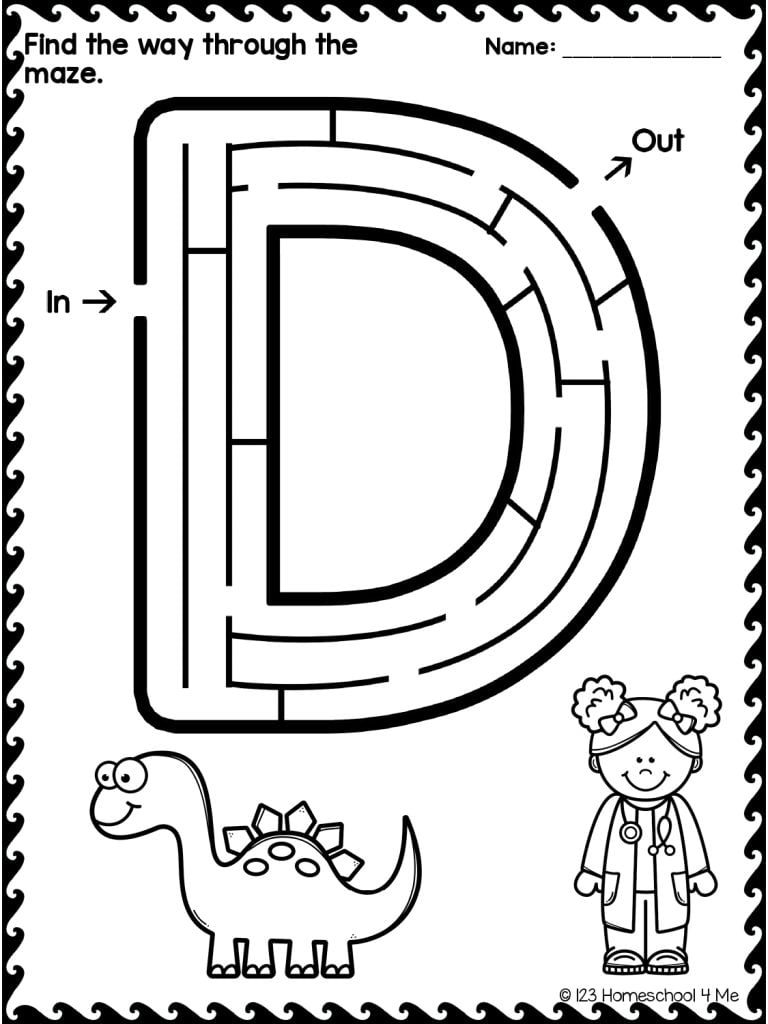 Alphabet Maze Sheet - Free Worksheets for Kindergarten