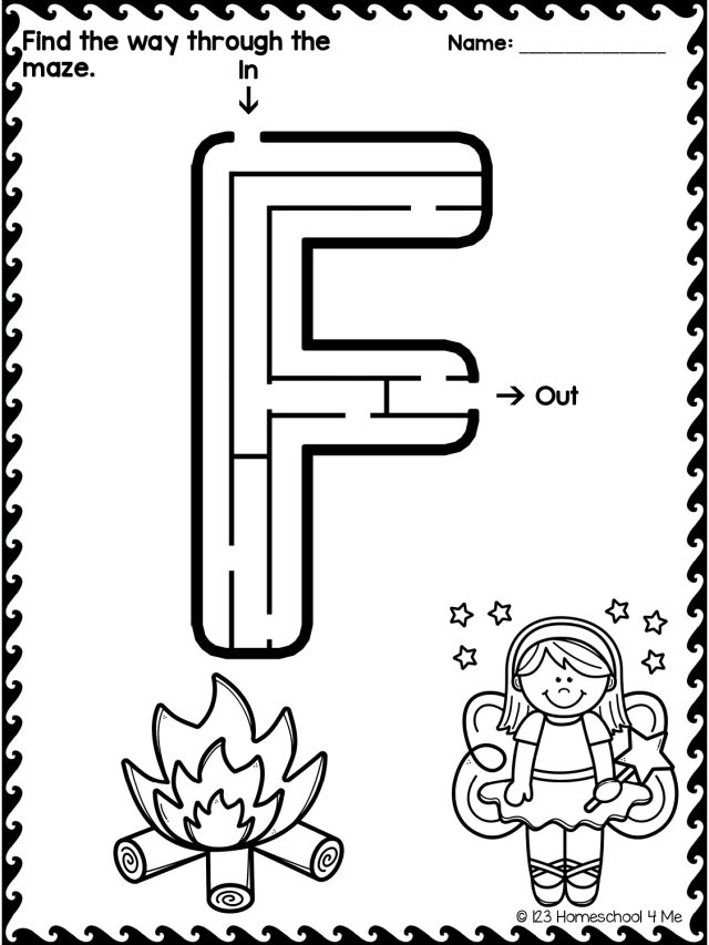 Alphabet Maze Sheet - Free Worksheets for Kindergarten