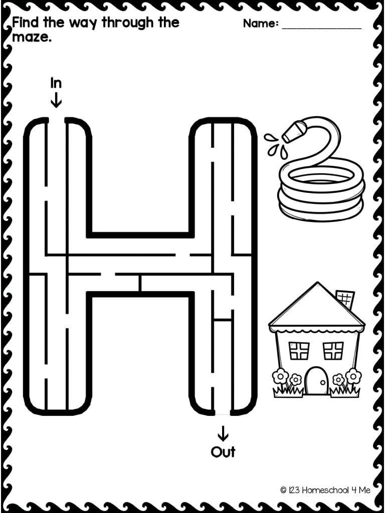 Alphabet Maze Sheet - Free Worksheets for Kindergarten