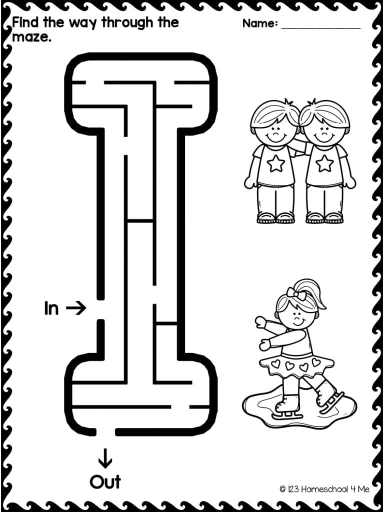 Alphabet Maze Sheet - Free Worksheets for Kindergarten
