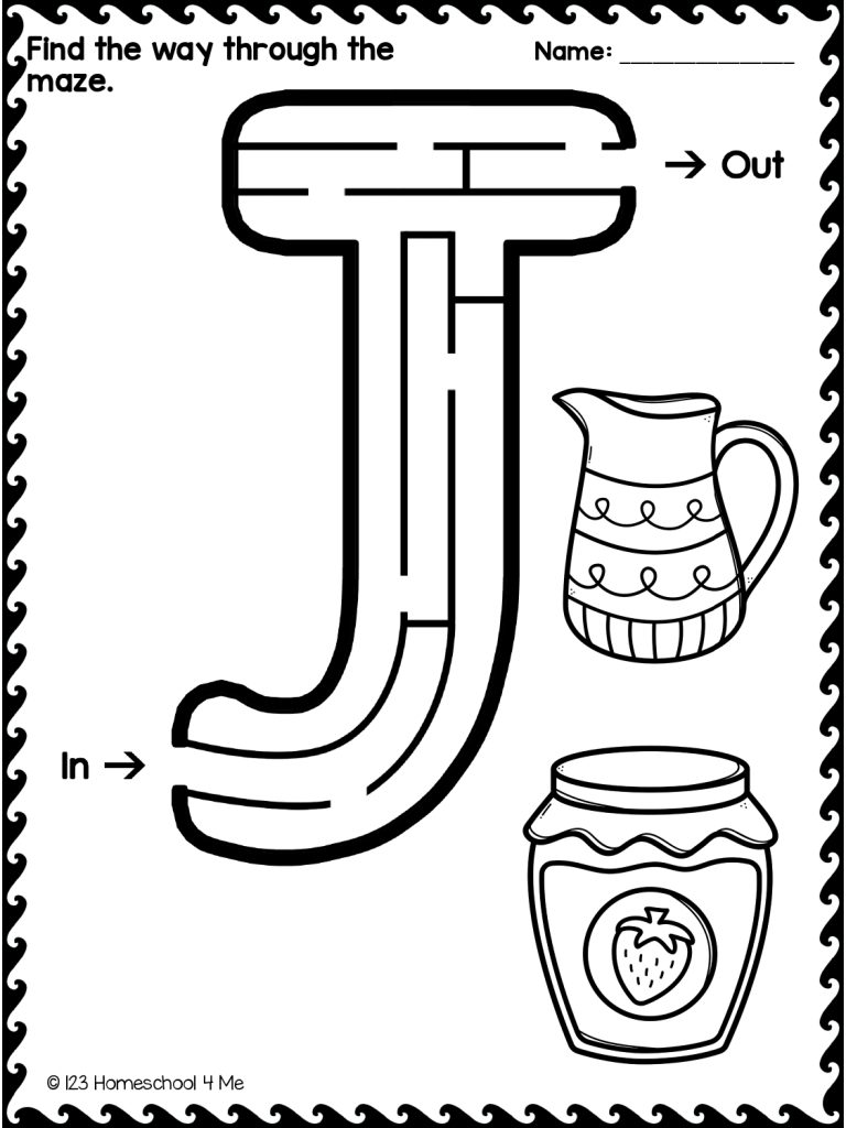 Alphabet Maze Sheet - Free Worksheets for Kindergarten