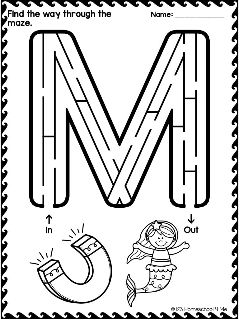 Alphabet Maze Sheet - Free Worksheets for Kindergarten