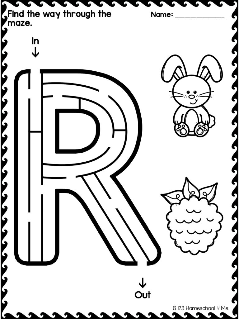 Alphabet Maze Sheet - Free Worksheets for Kindergarten