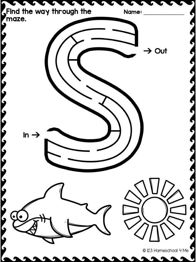 Alphabet Maze Sheet - Free Worksheets for Kindergarten