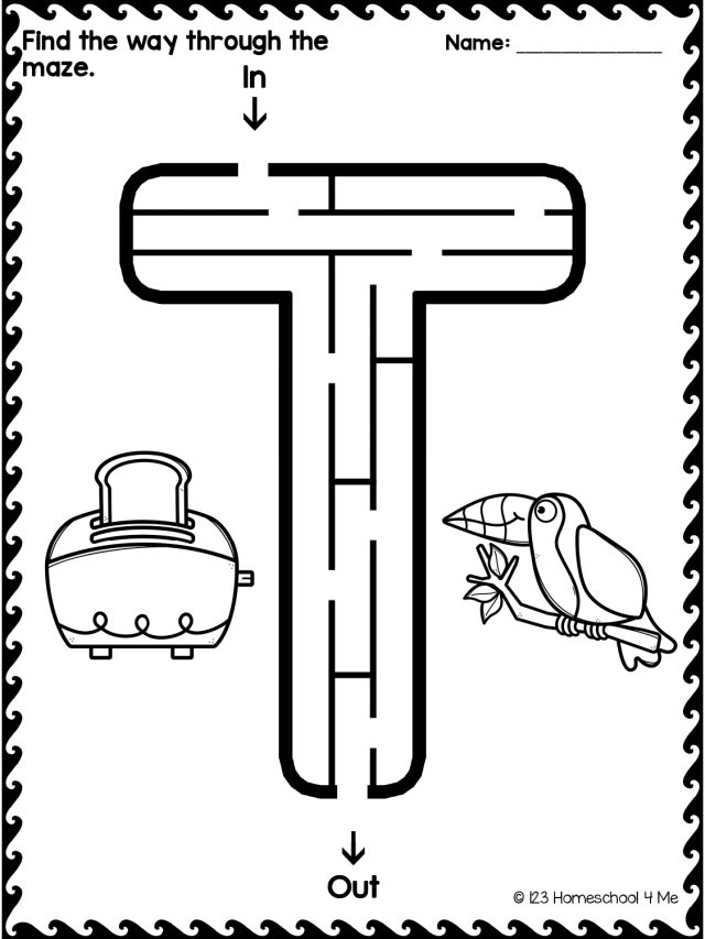 Alphabet Maze Sheet - Free Worksheets for Kindergarten