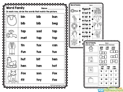 Word Family Worksheets