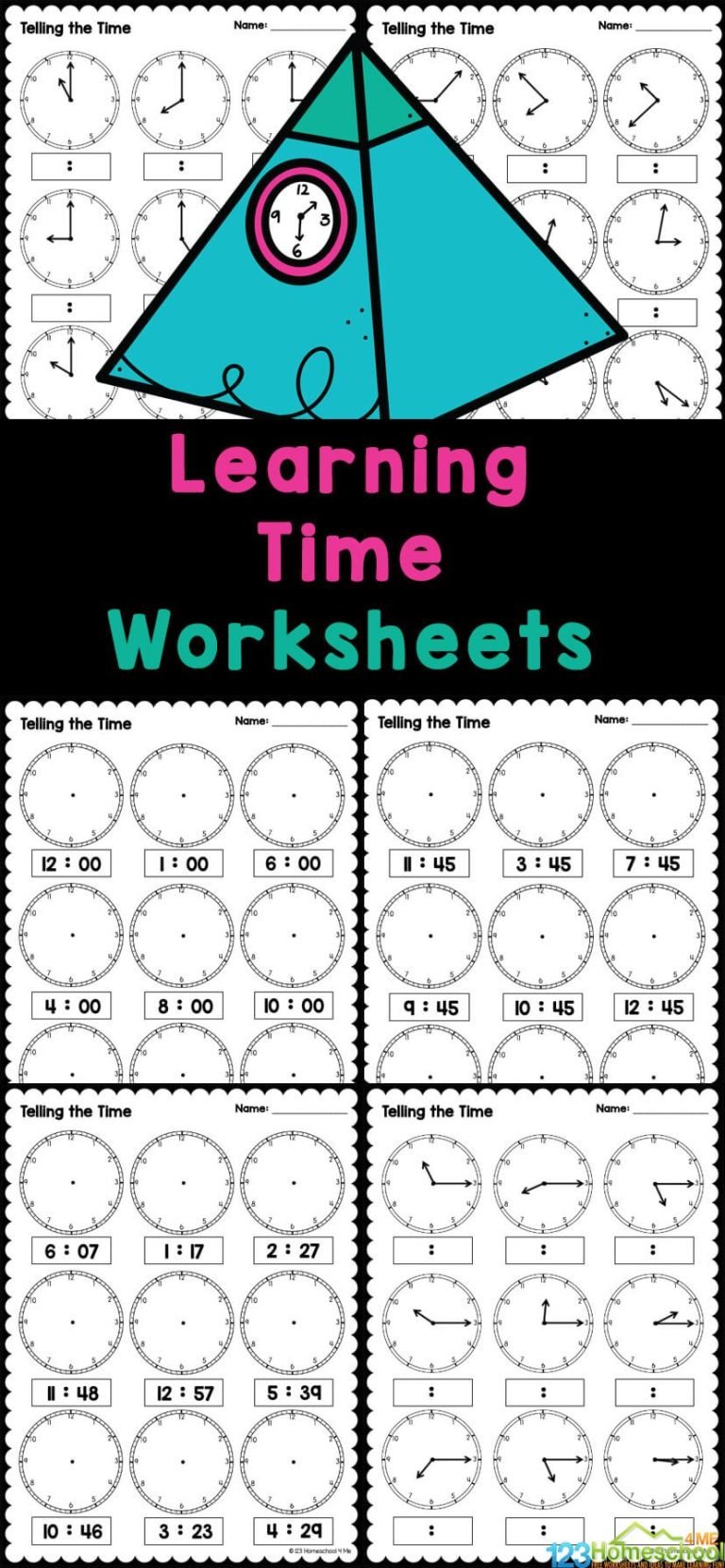 ⏲ FREE Printable Garden Telling the Time Clock Worksheets pdf