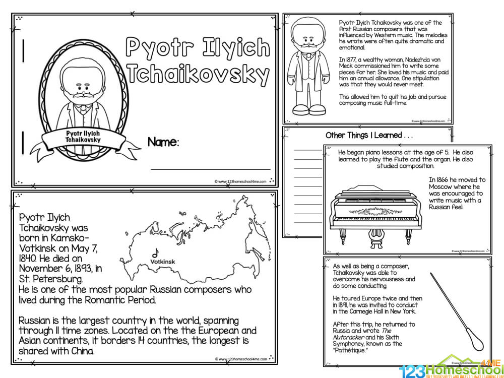 Tchaikovsky for Kids - Read, Color, & Learn Mini-Book