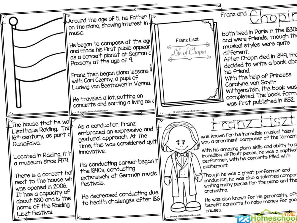 Music Composer Franz Liszt for Kids Mini Booklet