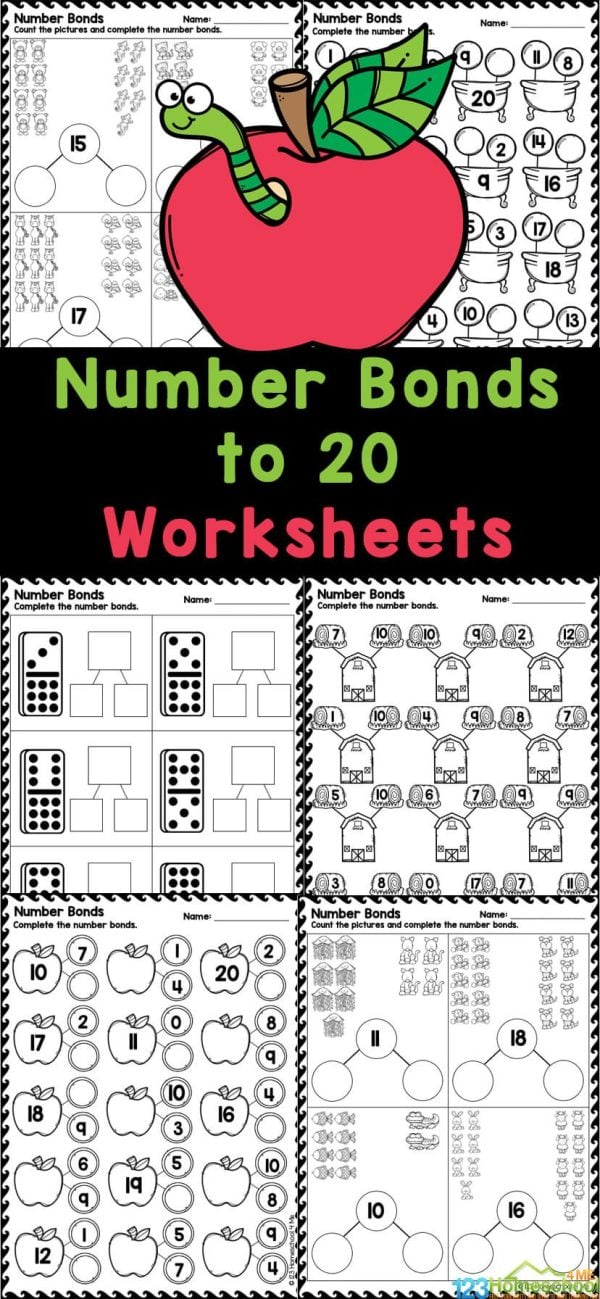 FREE Number Bonds to 10 Worksheets for Kindergarten
