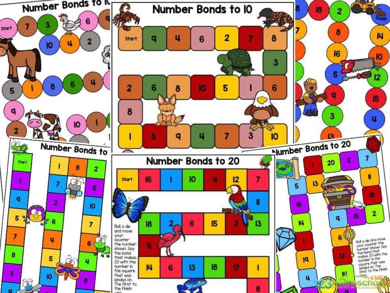 Number Bonds to 10 and 20 Games - Free Printables for K / 1
