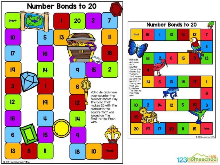 Number Bonds to 10 and 20 Games - Free Printables for K / 1