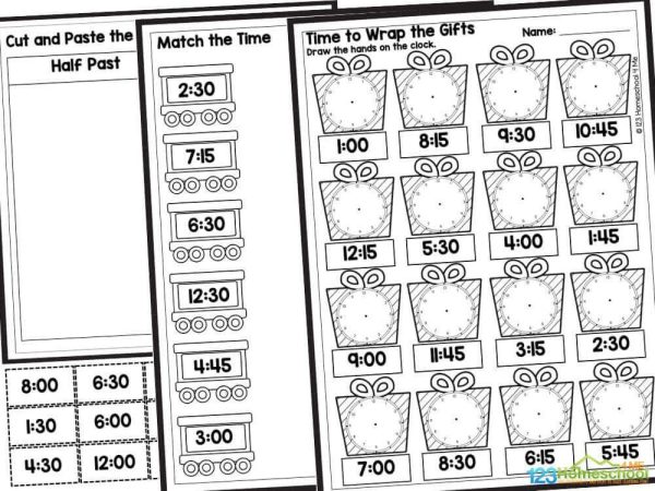 Polar Express Math Telling Time Activity with FREE Worksheets