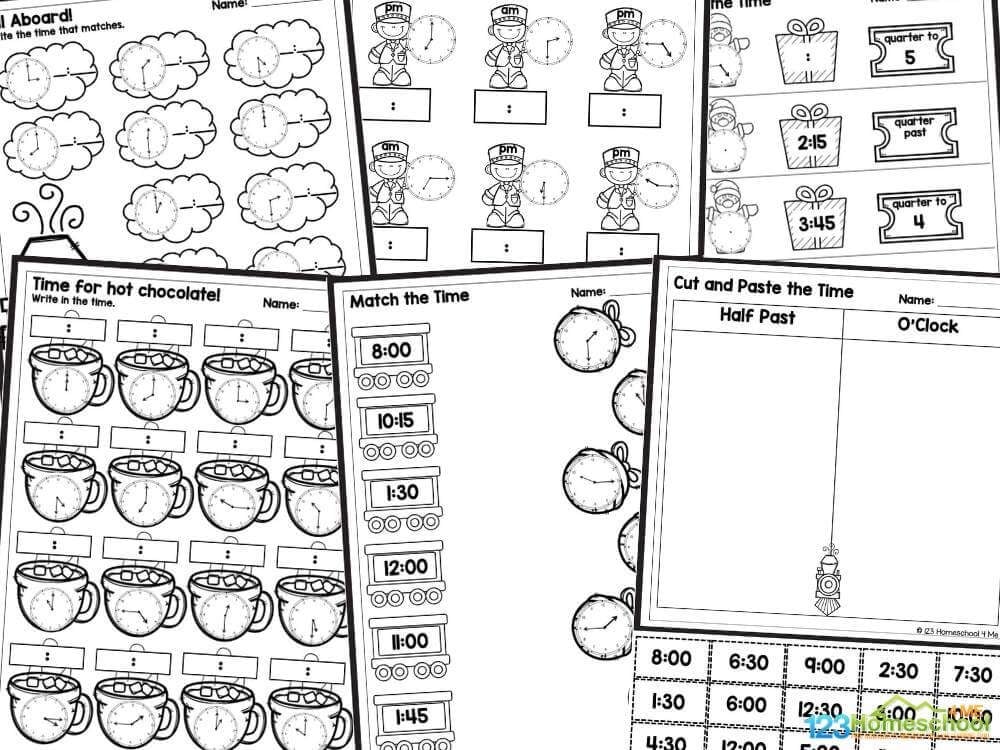 Polar Express Math Telling Time Activity with FREE Worksheets