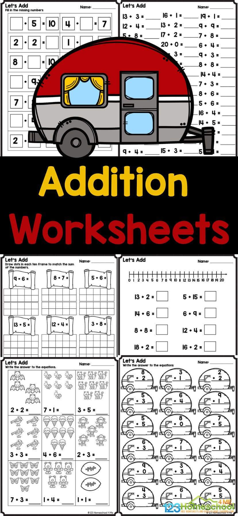 Addition within 20 Math Worksheets