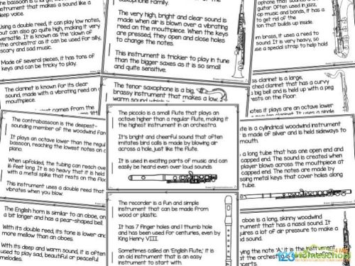 Woodwind Instruments for Kids - Free Printable Mini-Book