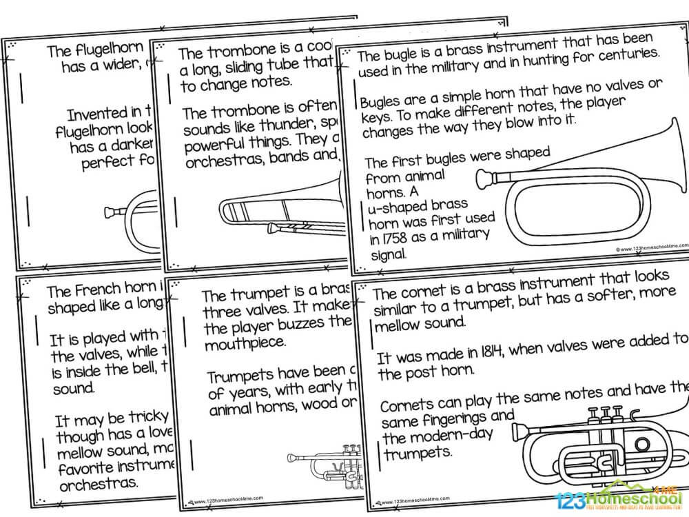 Brass Instruments for Kids Mini-Book