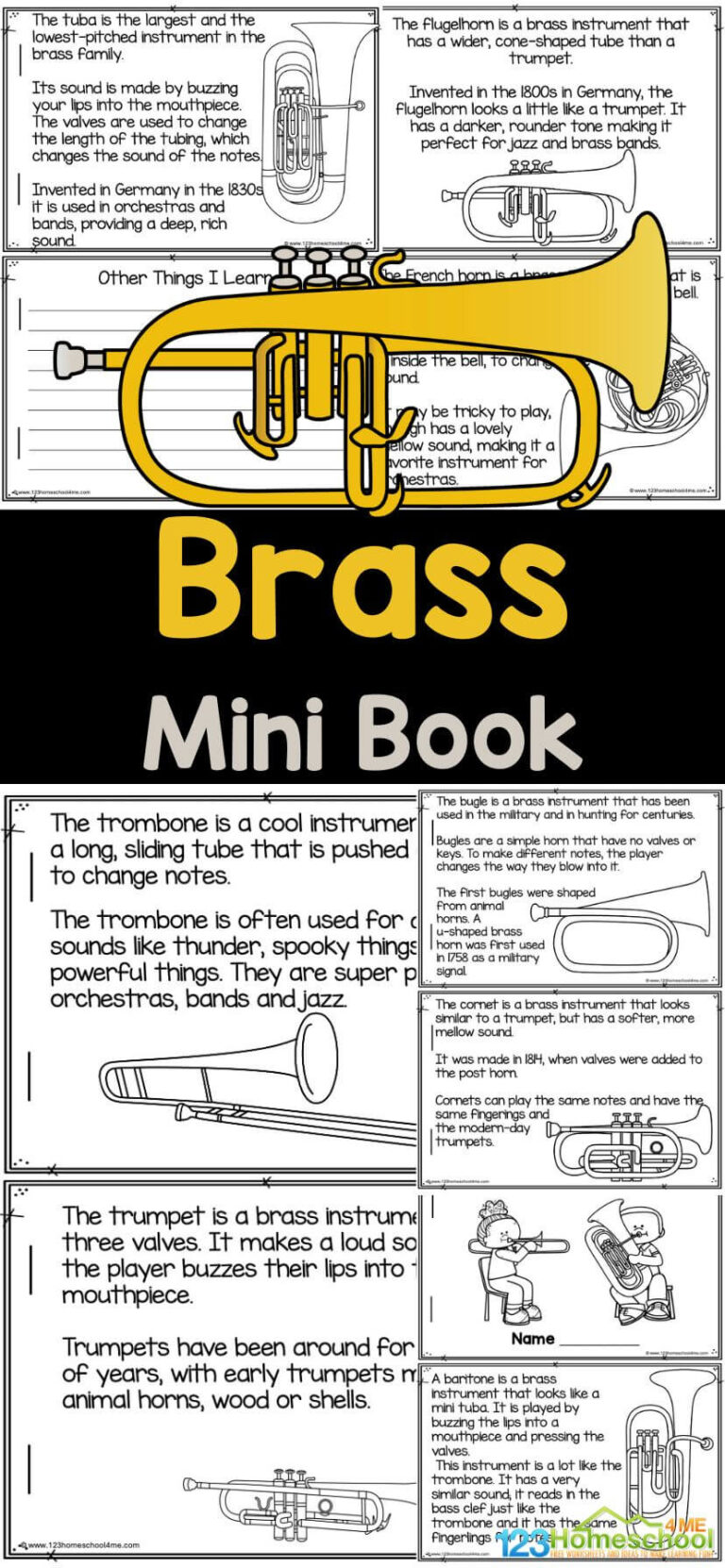 Brass Instruments for Kids Mini-Book