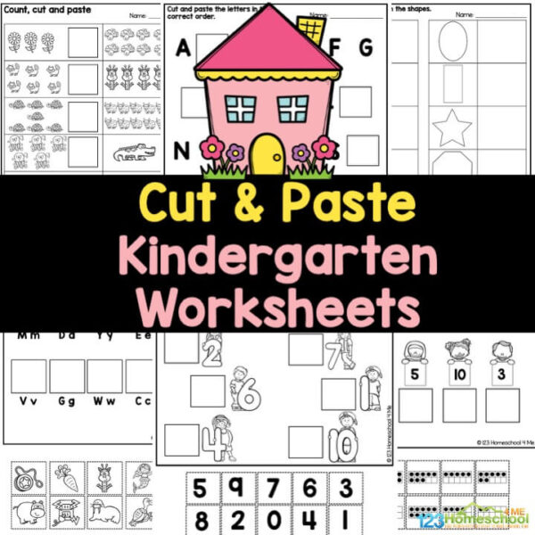 FREE Printable Cut and Paste Kindergarten Worksheets