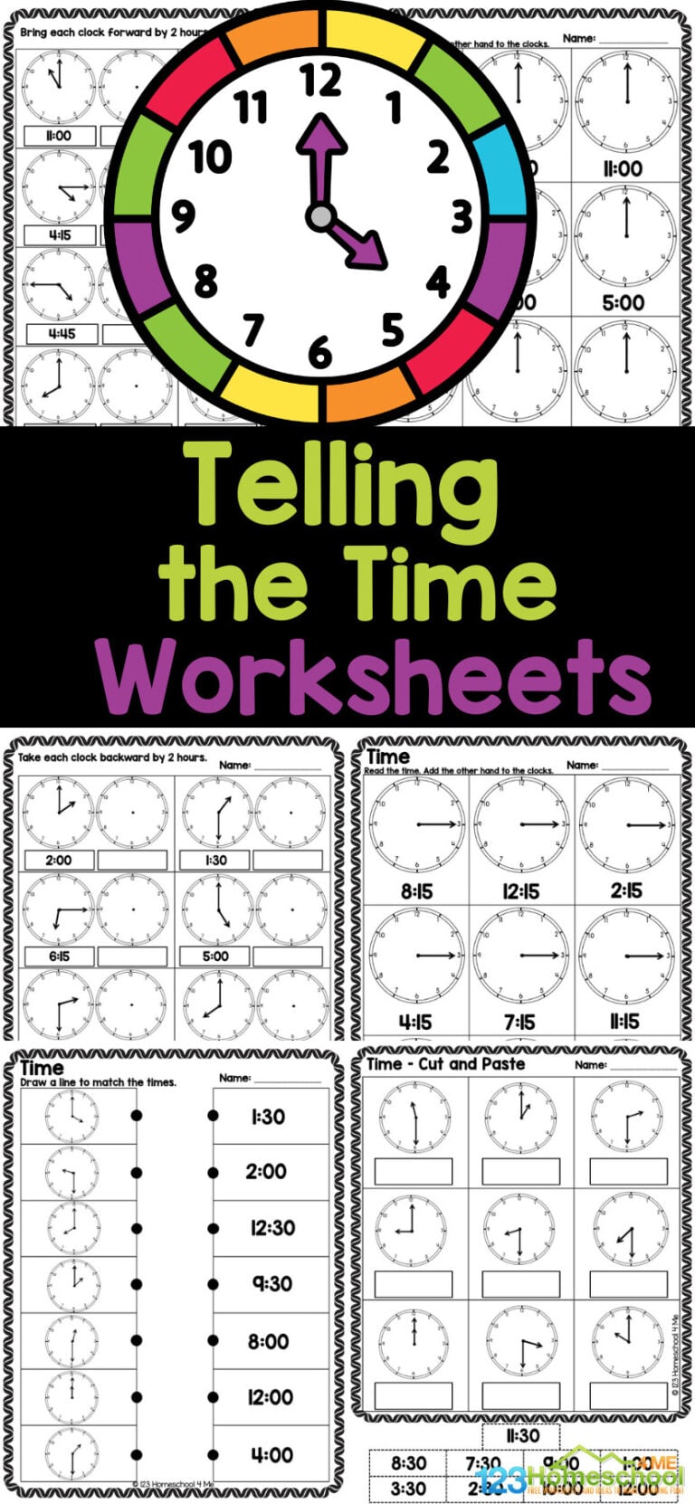 Learning Time Worksheets - Free Practice Telling Time