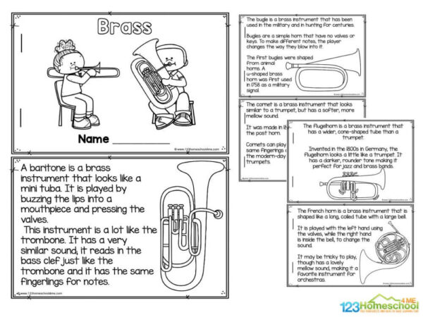 Brass Instruments for Kids Mini-Book