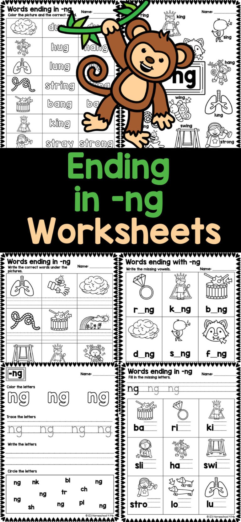Words Ending with ng - FREE Digraph Worksheets