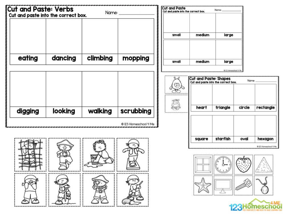 ️ FREE Cut and Paste Worksheets for Kindergarten