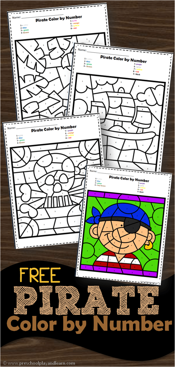 ‍☠️ FREE Printable Pirate Addition Color by Number Math Worksheets